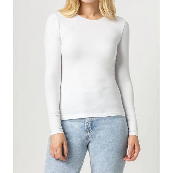 Lilla P | Tops | New Lilla P Long Sleeve Crew Tee In White | Poshmark